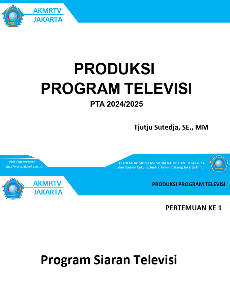 AKMRTV Pertemuan Ke 1 Produksi Program Televisi | PDF