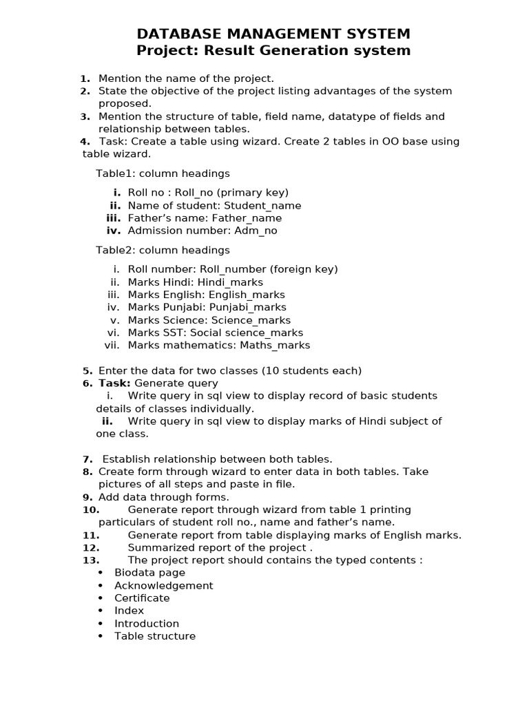 DATABASE MANAGEMENT SYSTEM Project Class 10 | PDF | Computers