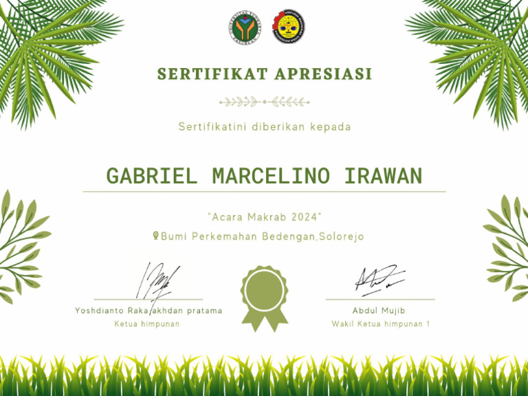 Sertifikat - Gabriel Marcelino Irawan | PDF