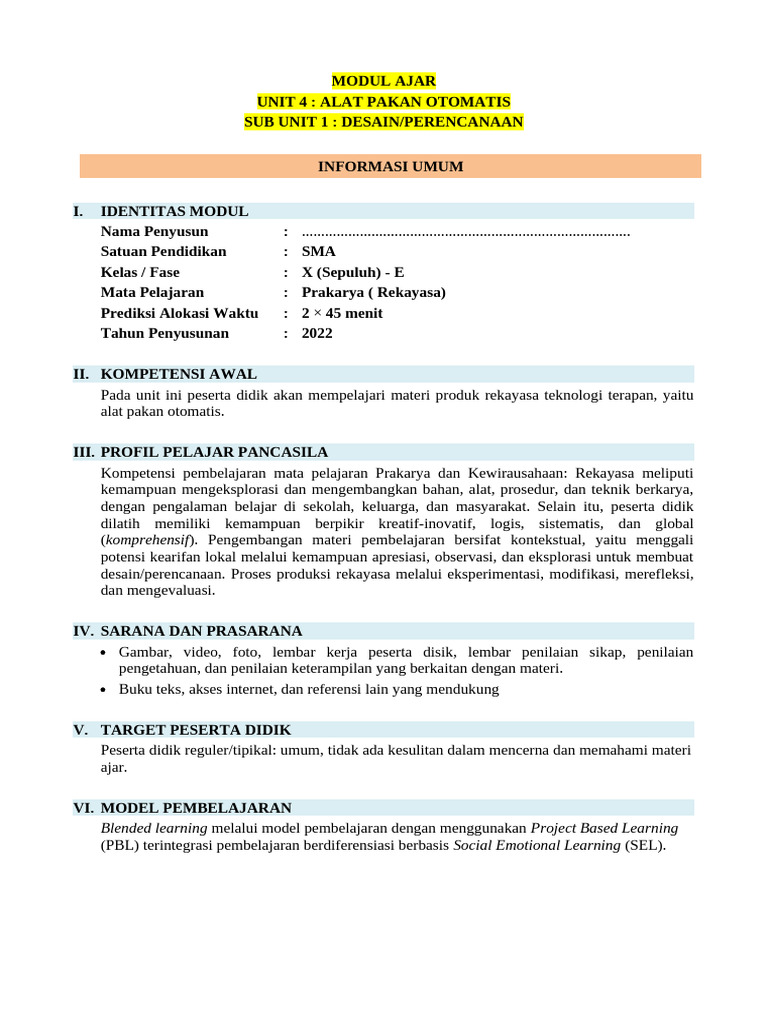 Modul Ajar Unit 4 Kegiatan 1 | PDF