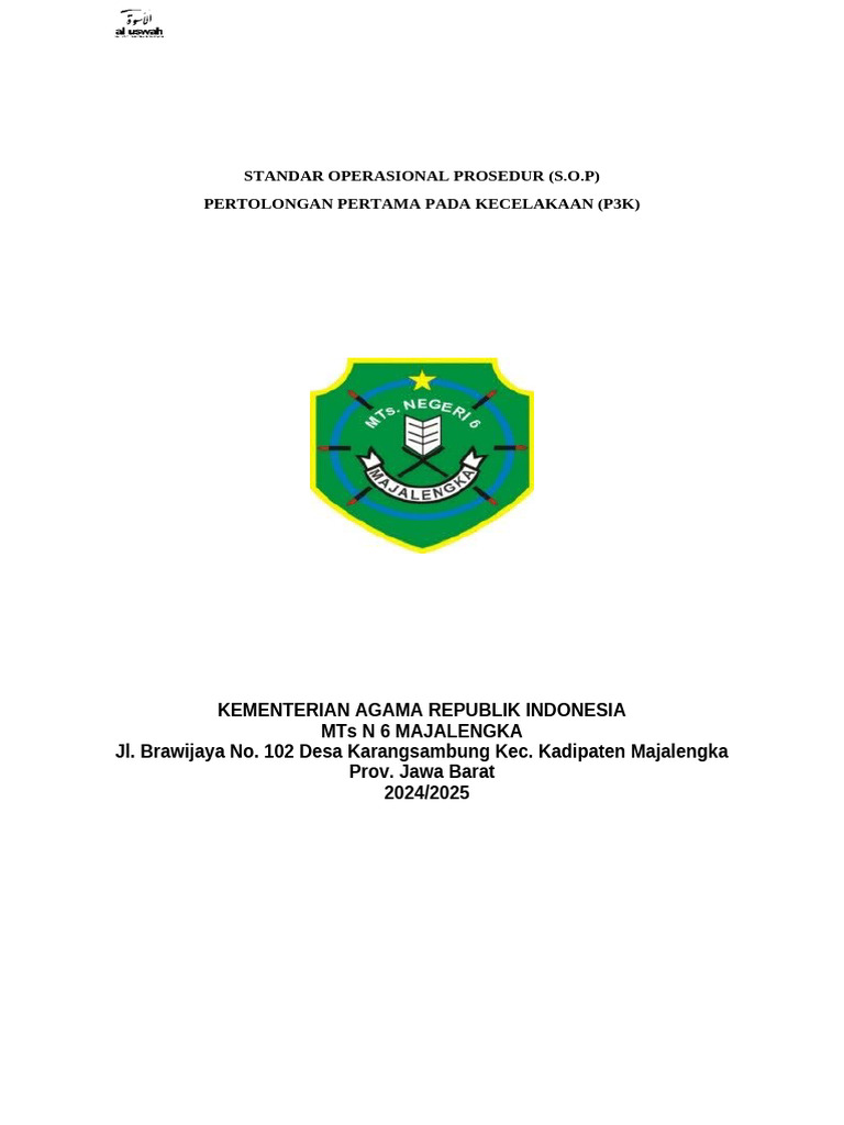 SOP P3K di Sekolah MTsN 6 Majalengka | PDF