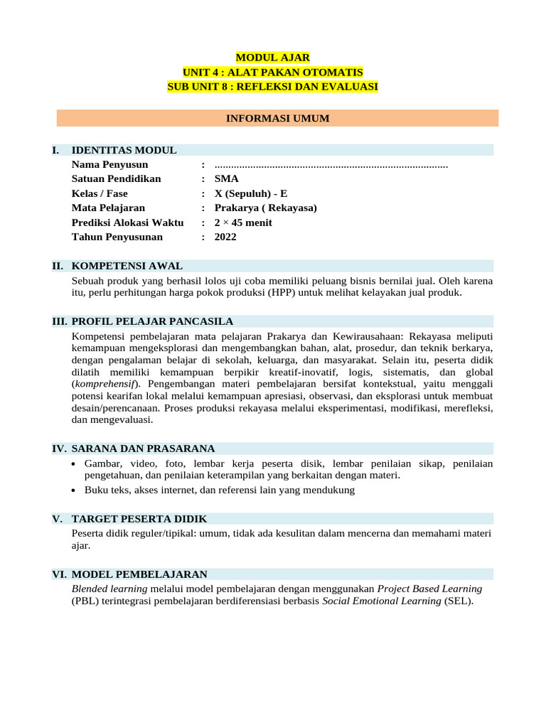 Modul Ajar Unit 4 Kegiatan 8 | PDF | Bisnis