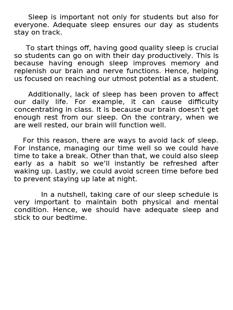 Importance of Sleep (4SY) | PDF | Career & Growth | Self-Improvement