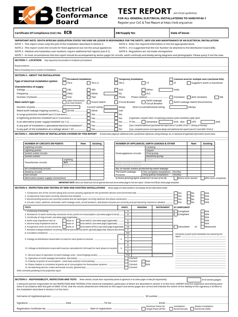 ECB Electrical Test Report Guidelines | PDF | Manufactured Goods ...