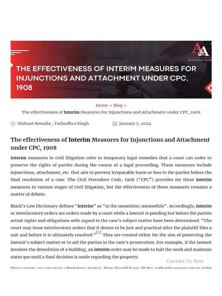 The Effectiveness of Interim Measures For Injunctions and Attachment ...