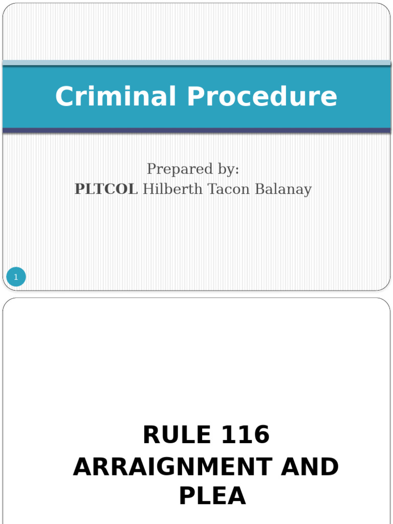 Rule 116, Arraignment and Plea | PDF | Plea | Arraignment