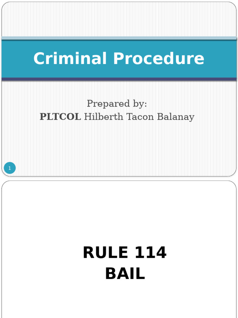 Rule 114, Bail | PDF | Bail | Burden Of Proof (Law)