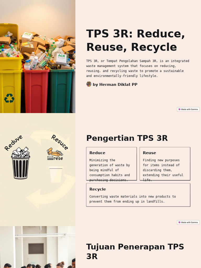 TPS 3R Reduce Reuse Recycle | PDF