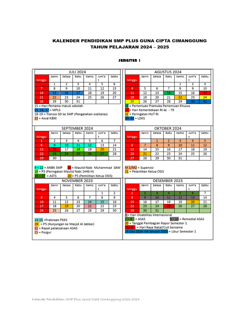 Kalender Pendidikan SMP 2425 | PDF