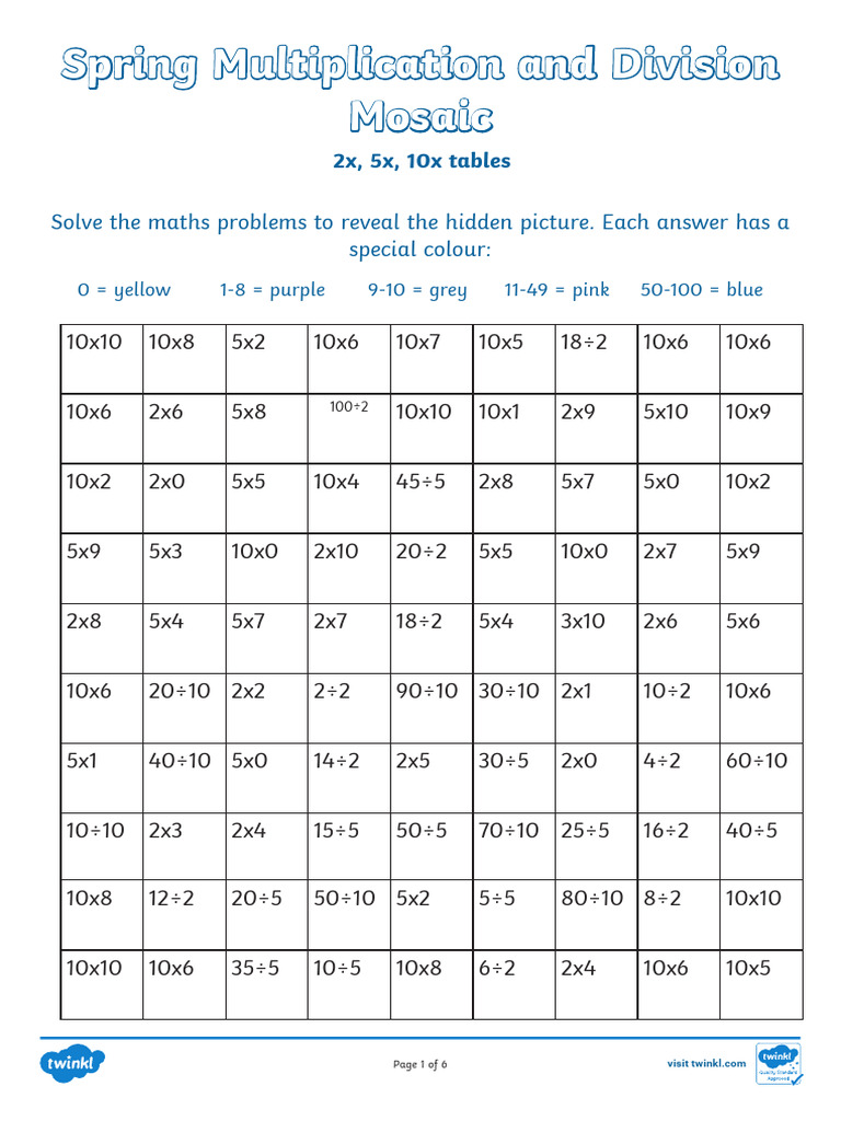 Ni N 1654691302 Spring Multiplication and Division Mosaic - Ver - 1 ...