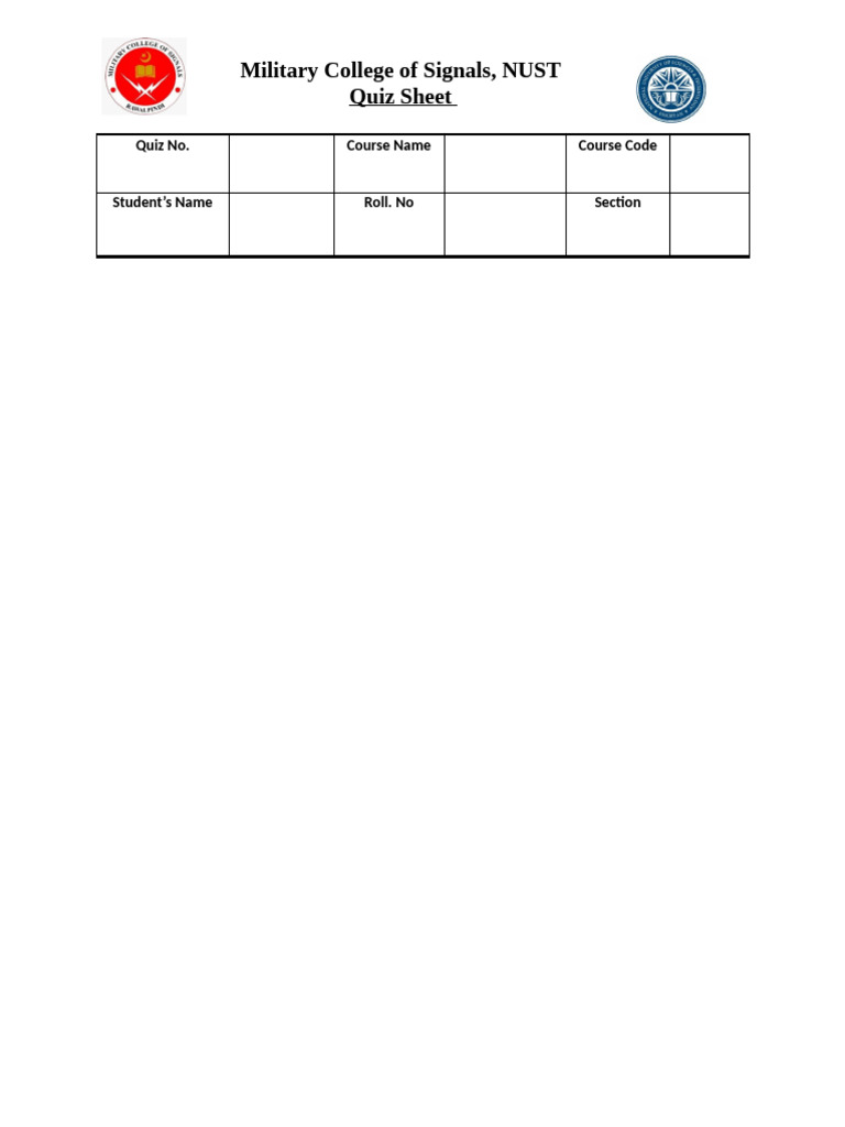 Quiz Sheet | PDF