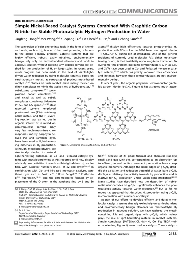 ChemSusChem - 2012 - Dong - Simple Nickel Based Catalyst Systems ...