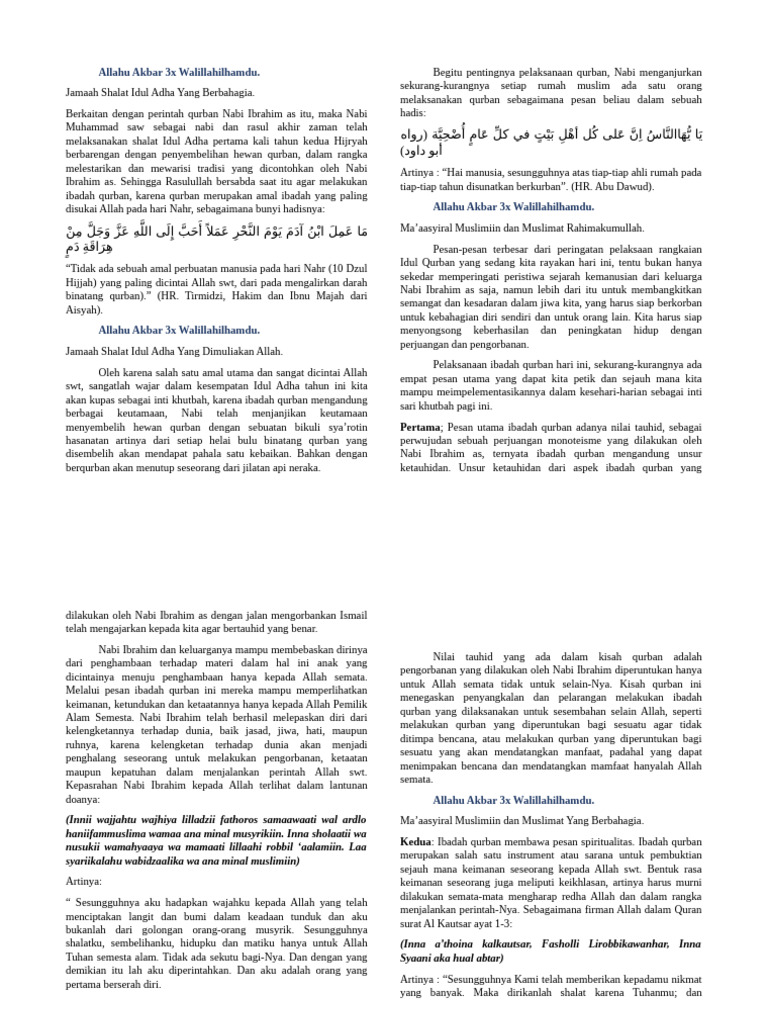 FILE KHUTBAH Idl Adha 2024 | PDF