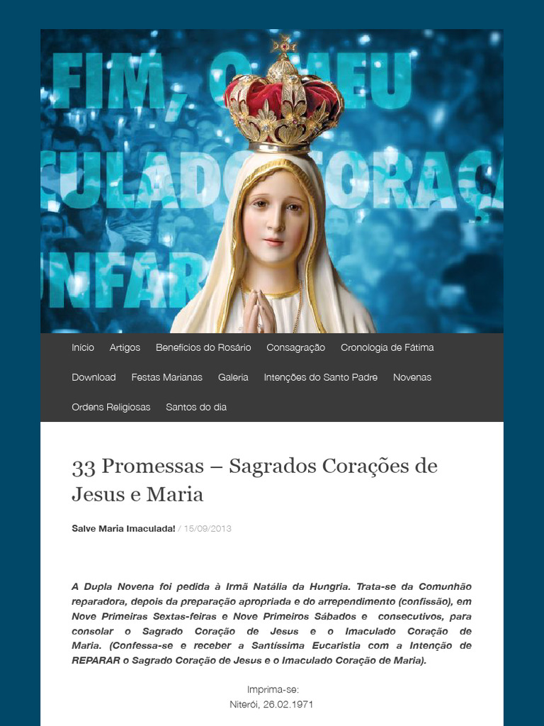 Promessas - Sagrados Corações de Jesus e Maria | PDF | Indulgência ...