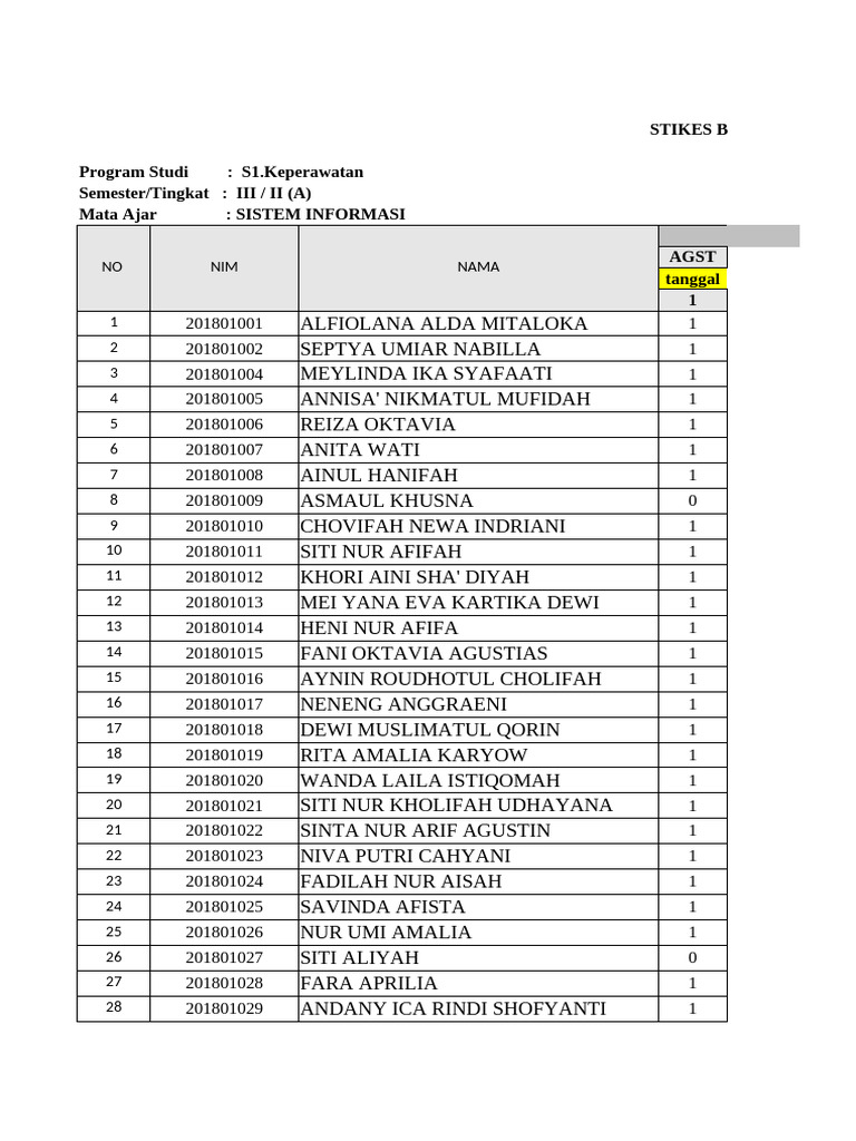 Rekap Presensi Kelas | PDF