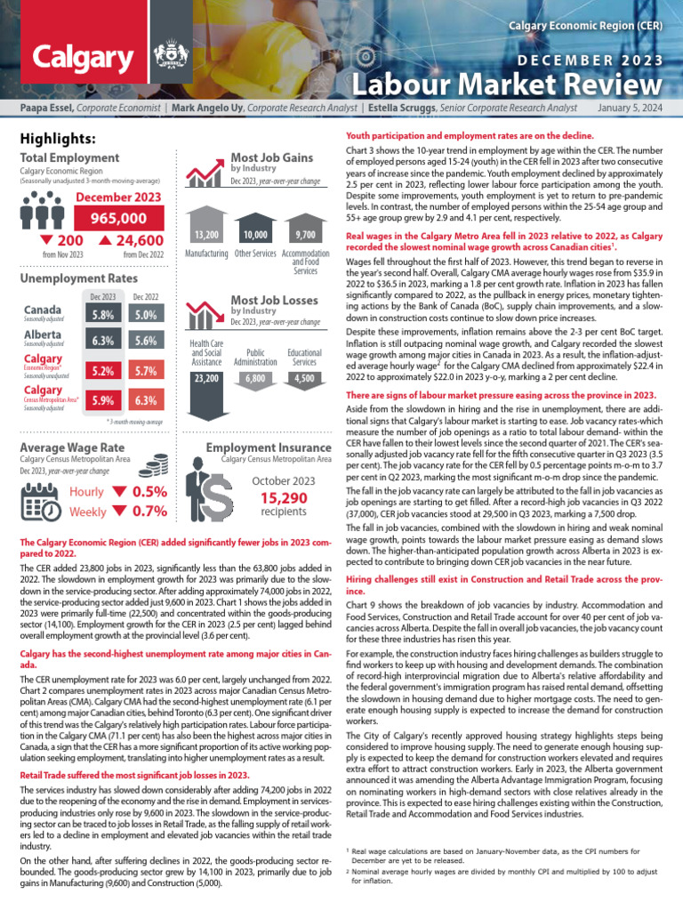 Labour Market Review 2023 12 | PDF | Unemployment | Employment