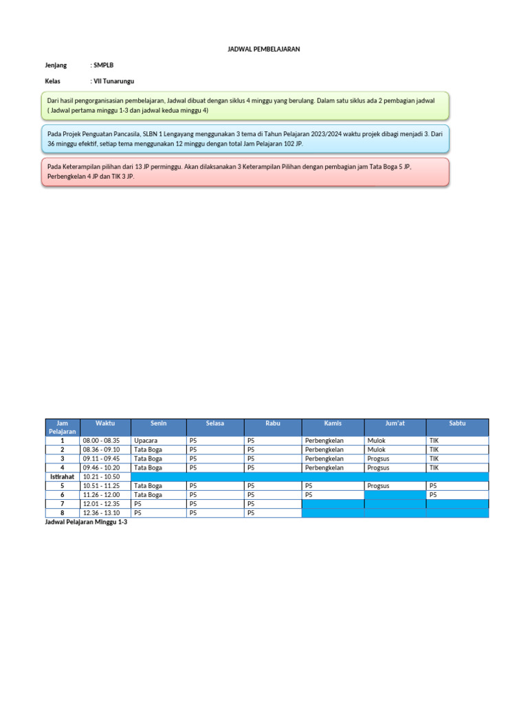 Jadwal Pembelajaran | PDF