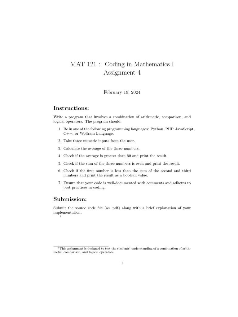 MAT 121 - Assignment - 04 | PDF