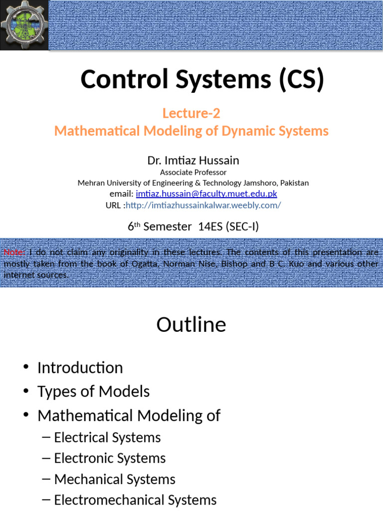 Lecture-2 - Mathematical Modeling of Dynamic Systems | PDF | Gear | Torque Lecture-2 - Mathematical Modeling of Dynamic Systems | PDF | Gear | Torque