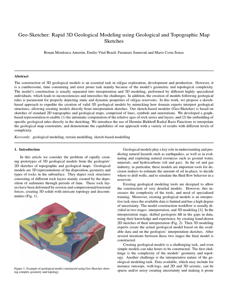 Geo-Sketcher: Rapid 3D Geological Modeling Using Geological and Topographic Map Sketches | PDF ...