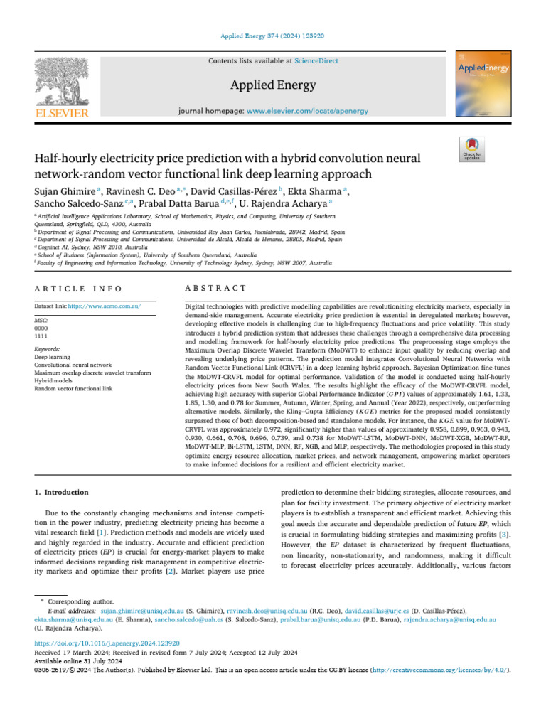 Half Hourly Electricity Price Prediction With A Hybrid Convolution