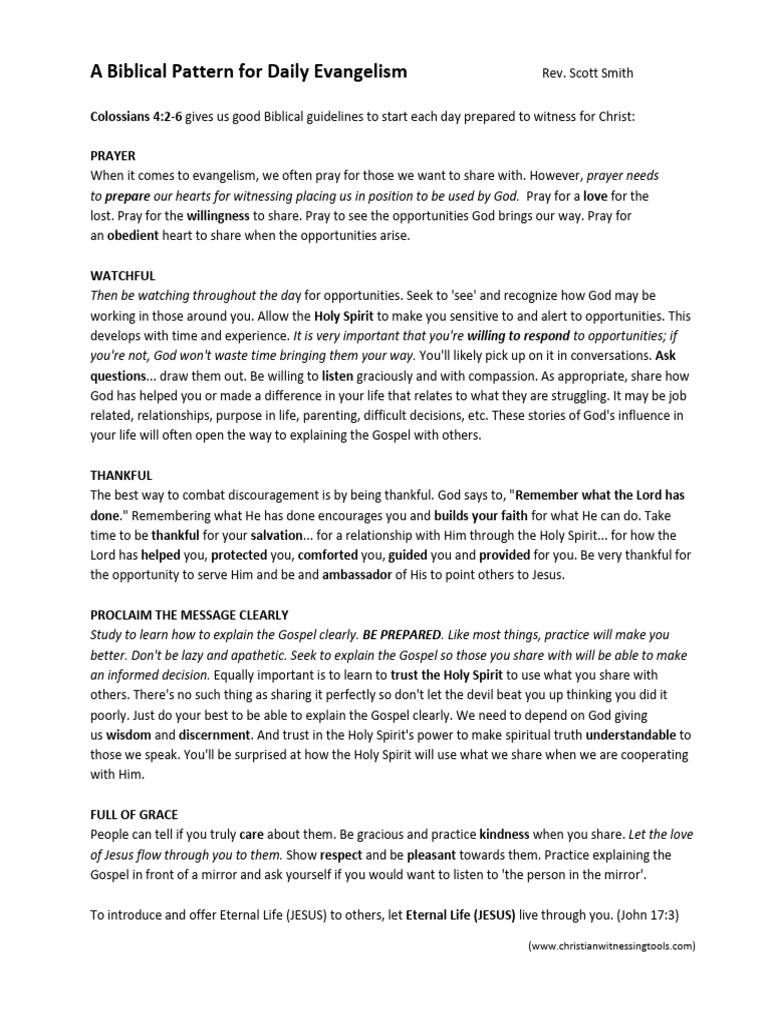 A Biblical Pattern For Daily Evangelism Rev | PDF | Prayer | Jesus