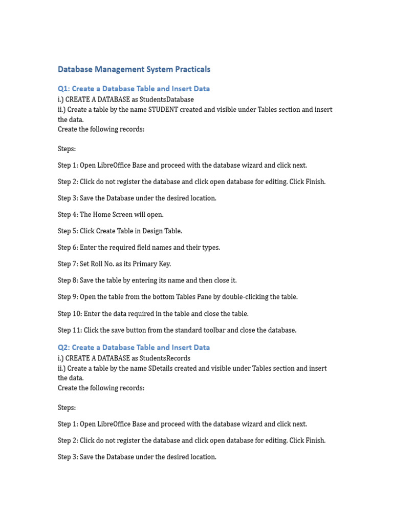 LibreOffice Base DBMS Guide | PDF | Databases | Information Science
