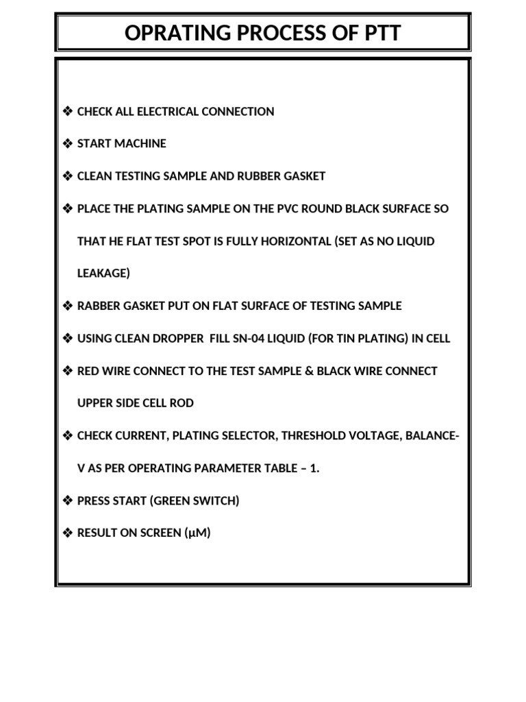 Plating Thickness Tester Oprating Process 20-02-2022 | PDF