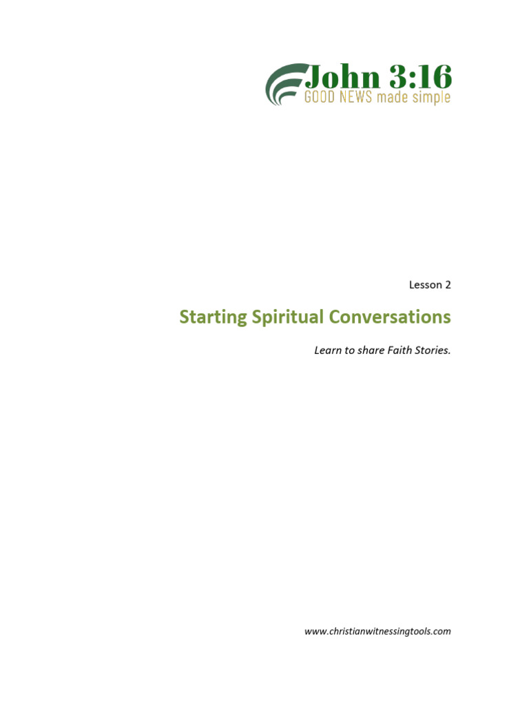 To - Start Spiritual Conversations | PDF | Faith | Prayer