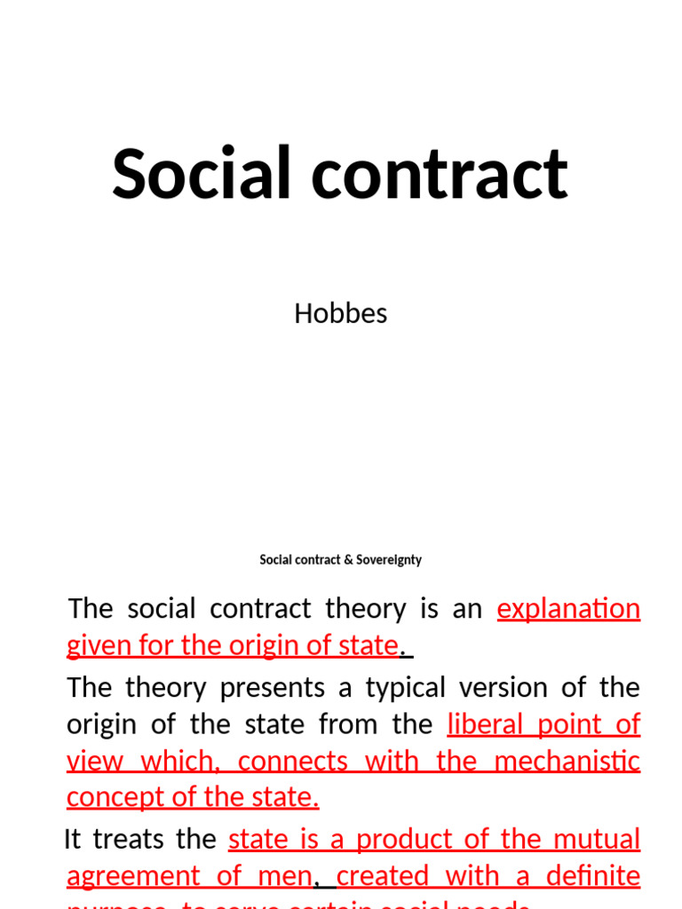 Social Contract Theory-Hobbes | PDF | Social Contract | Sovereignty