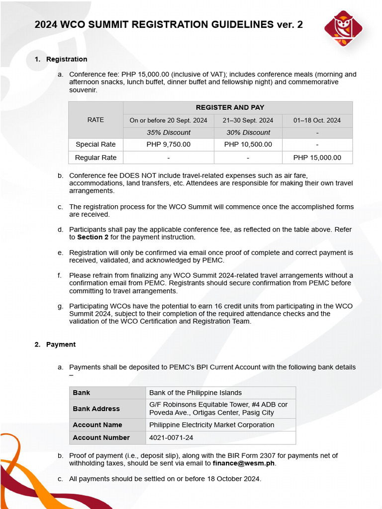 2024 WCO Summit Registration Guide | PDF | Payments | Taxes