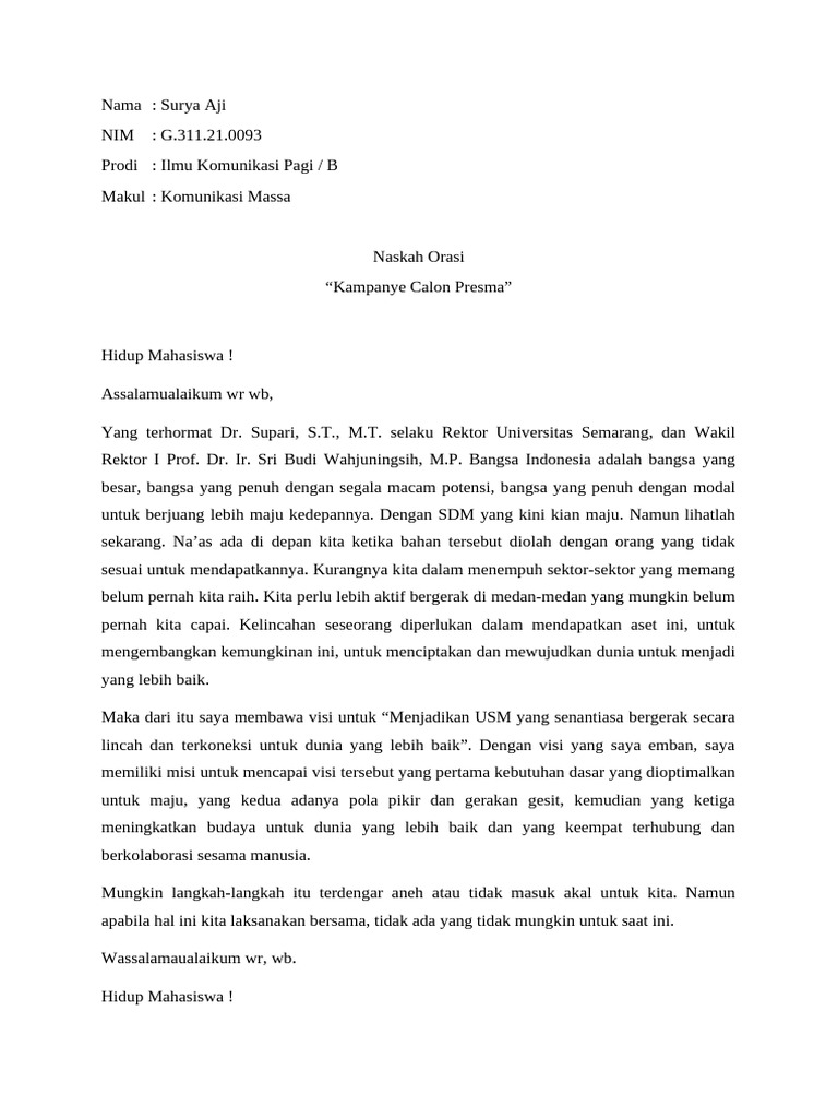 Contoh Naskah Orasi | PDF