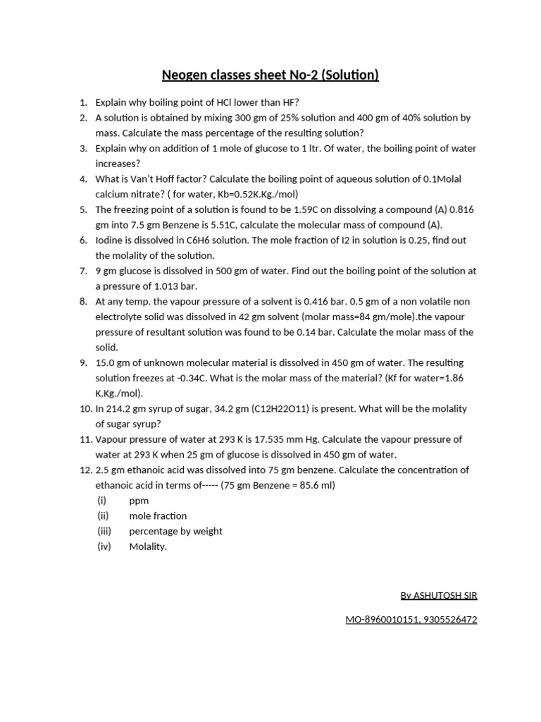 Neogen Classes Sheet No2 | PDF | Wellness | Science & Mathematics