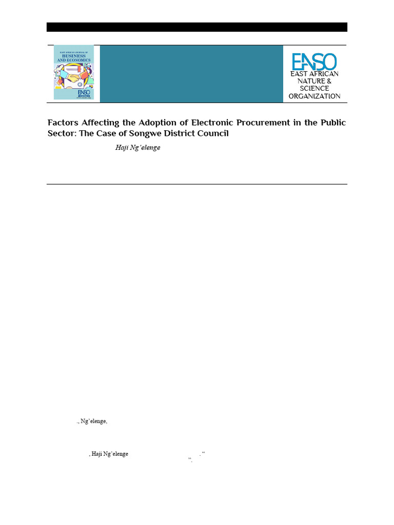 Factors Affecting The Adoption of Electronic Procu | PDF | Computers | Technology & Engineering