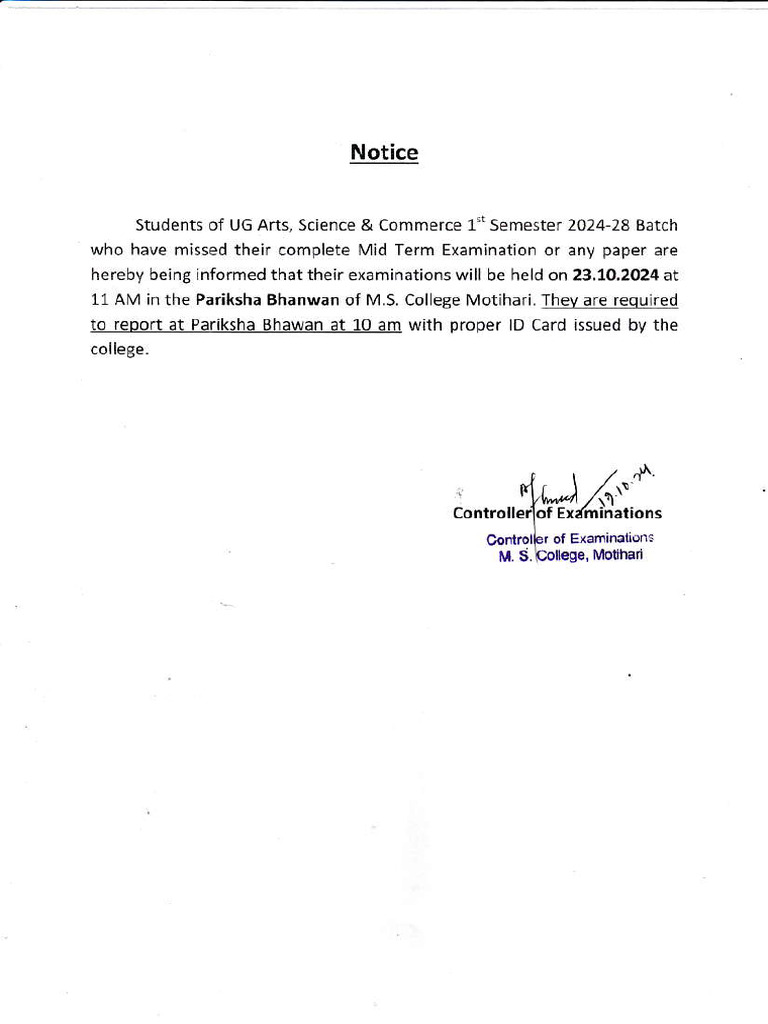 MidTerm Exam Notice | PDF