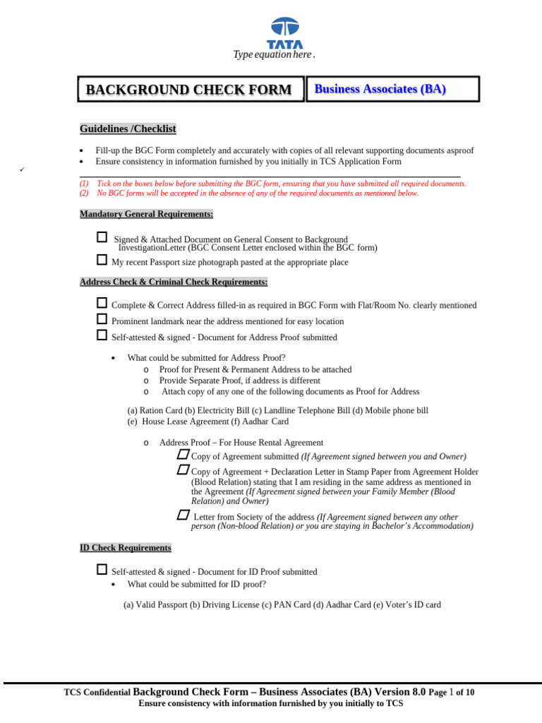BA BGC Form Version 8 | PDF | Background Check | Common Law