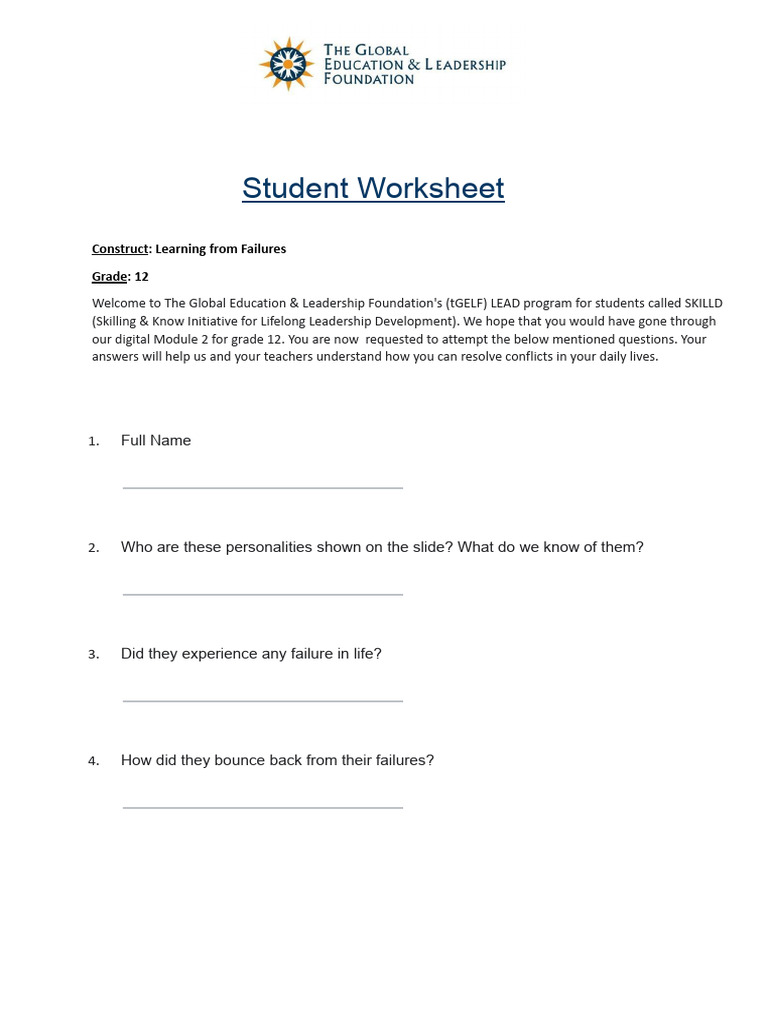 Student Worksheet - Module2 - Grade 12 | PDF | Career & Growth