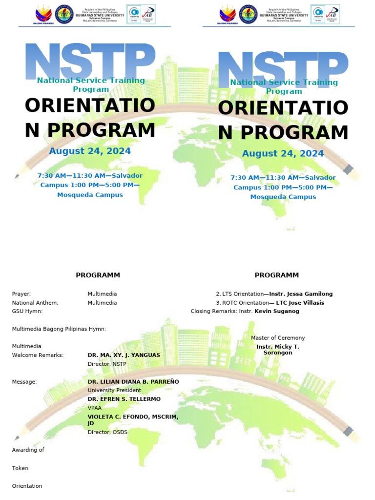 NSTP Orientation Program Details | PDF