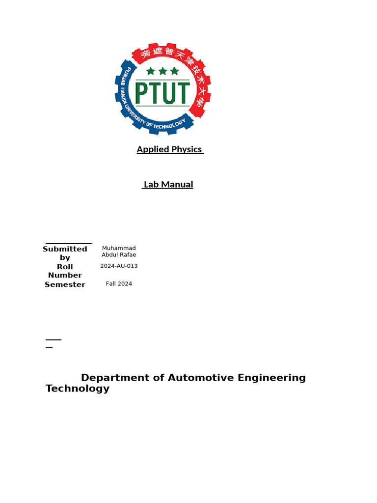 Physics Lab 1 Page 1 | PDF