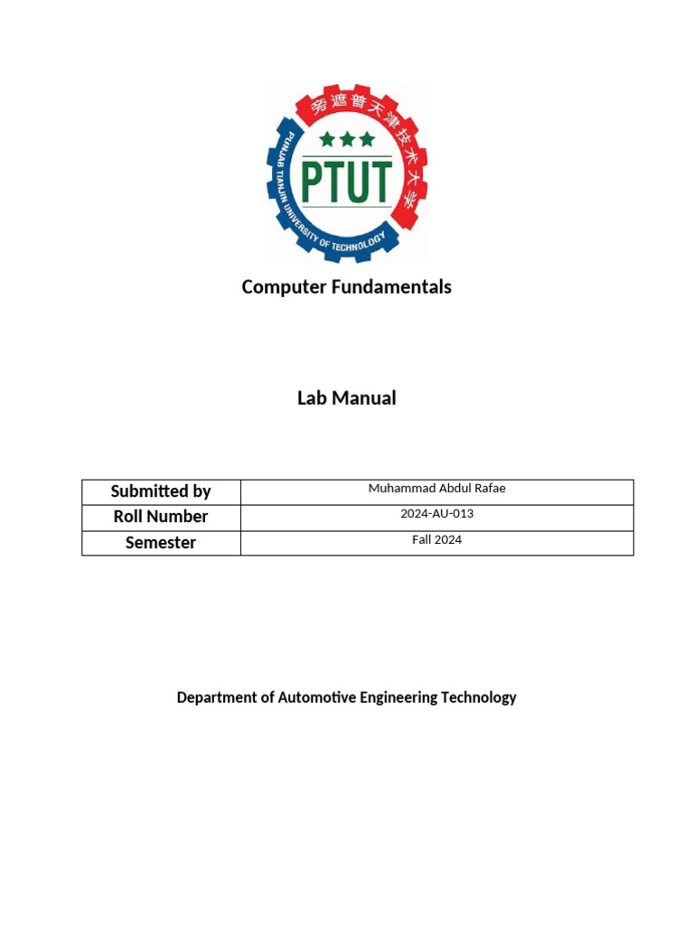 Computer Fundamentals Lab 1 Rafae | PDF | Central Processing Unit | Integrated Circuit