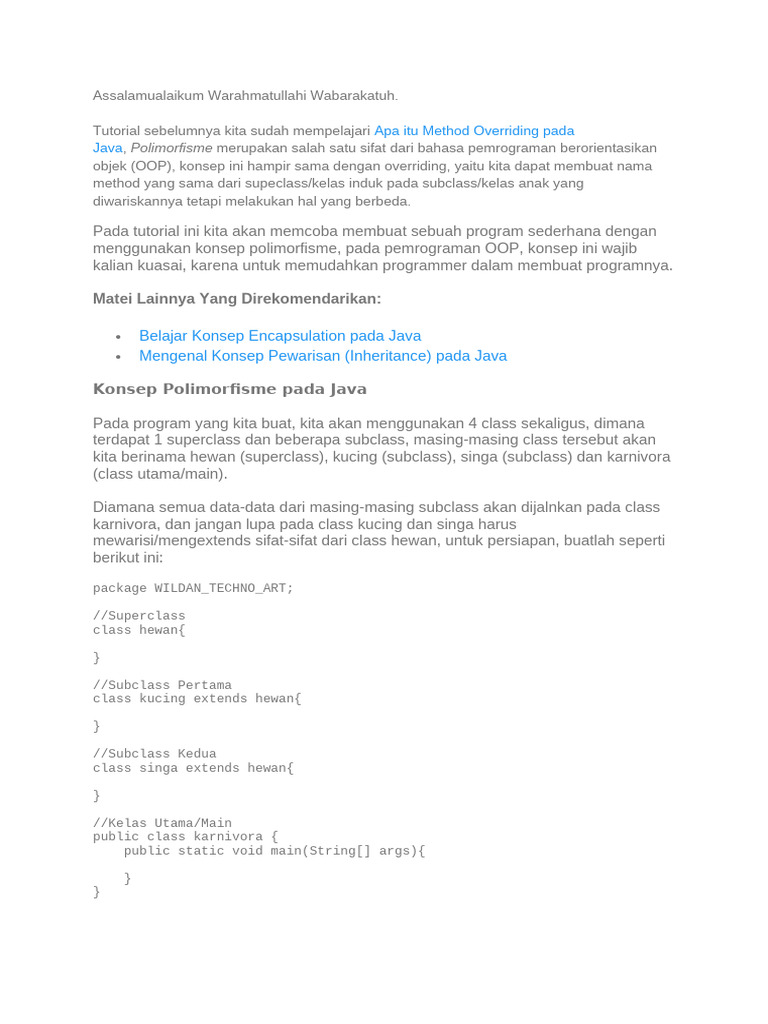 Polimorfisme & Enkapsulasi Java | PDF