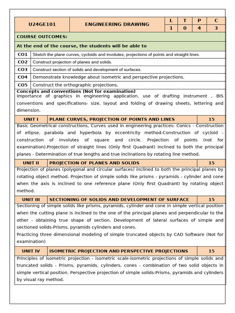 U24GE101 - Engineering Drawing | PDF | Euclid | Analytic Geometry