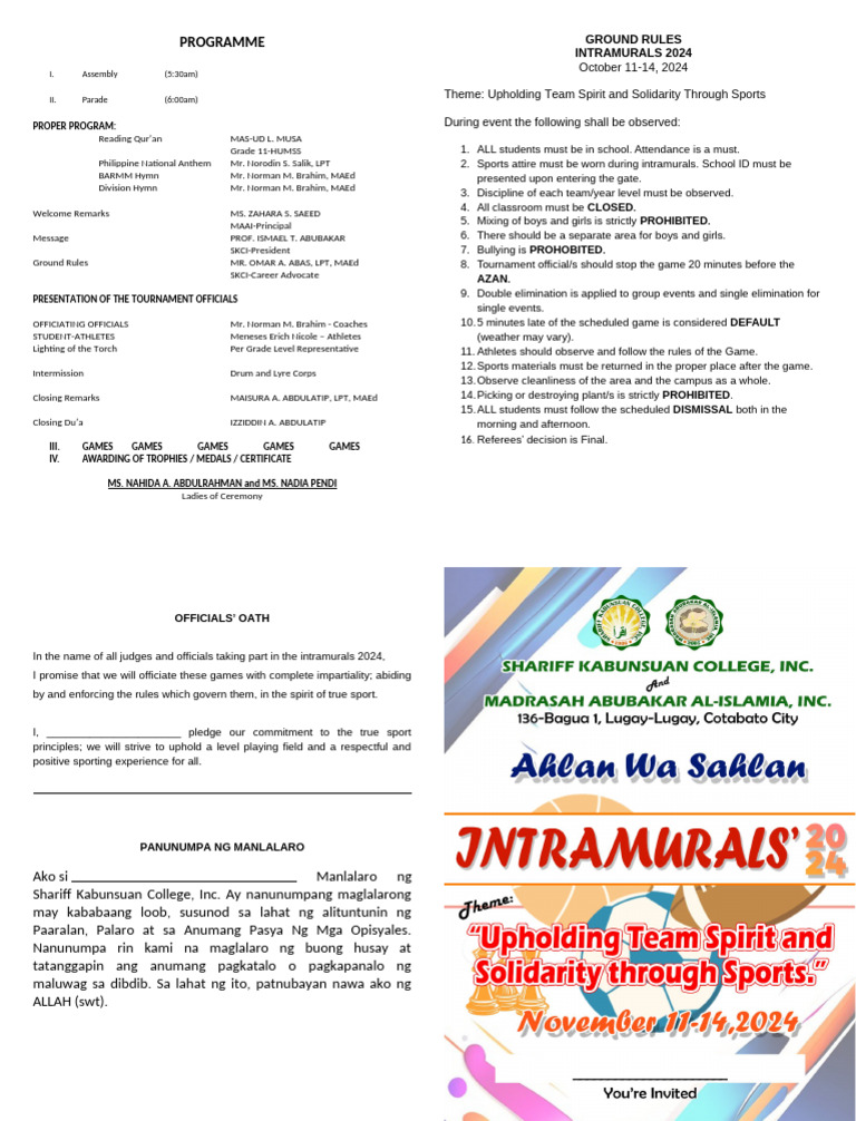 Program Intramurals 2024 | PDF