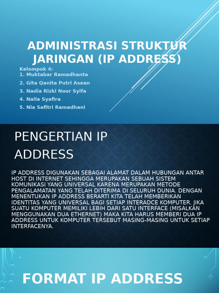 Administrasi Struktur Jaringan (IP Address) Kelompok 4 | PDF