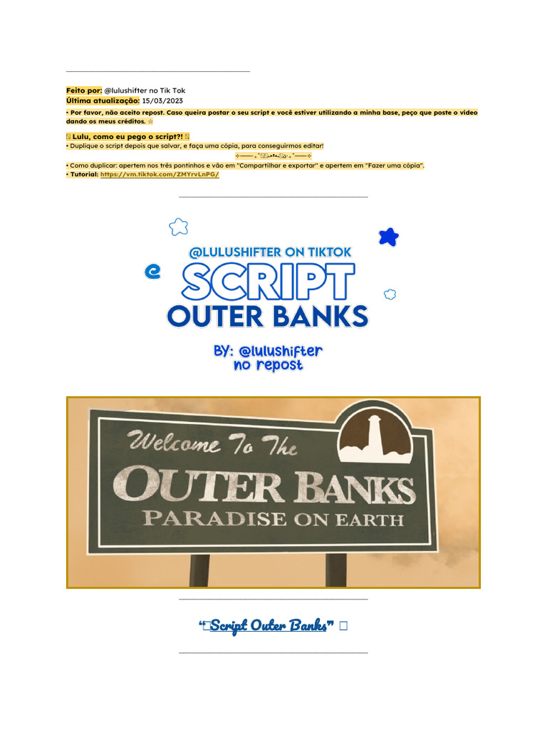 Script Outer Banks para TikTok | PDF | Unha
