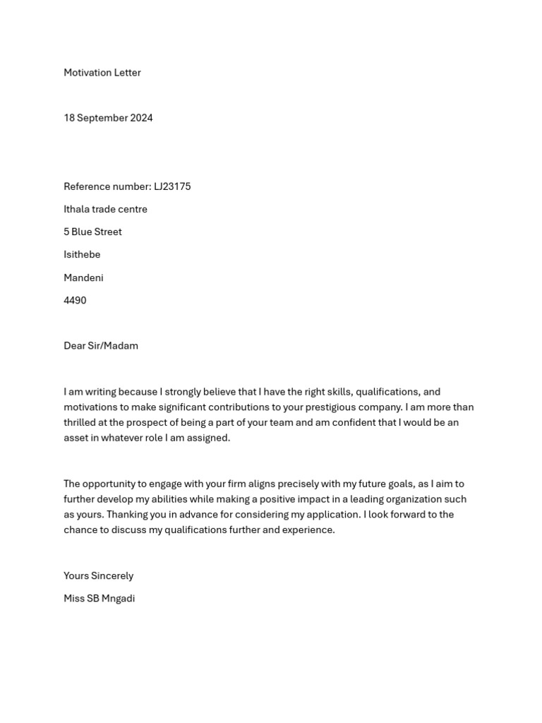 Motivational Letter | PDF