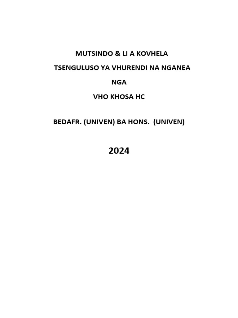 Grade 11 Zwirendo 2024 & Thodea Dza Nganea | PDF | Wellness