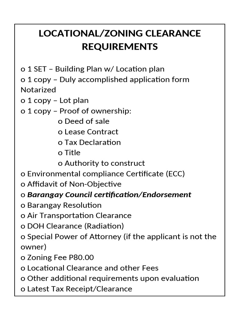 Zoning Clearance Requirements 2 | PDF | Finance & Money Management | Law