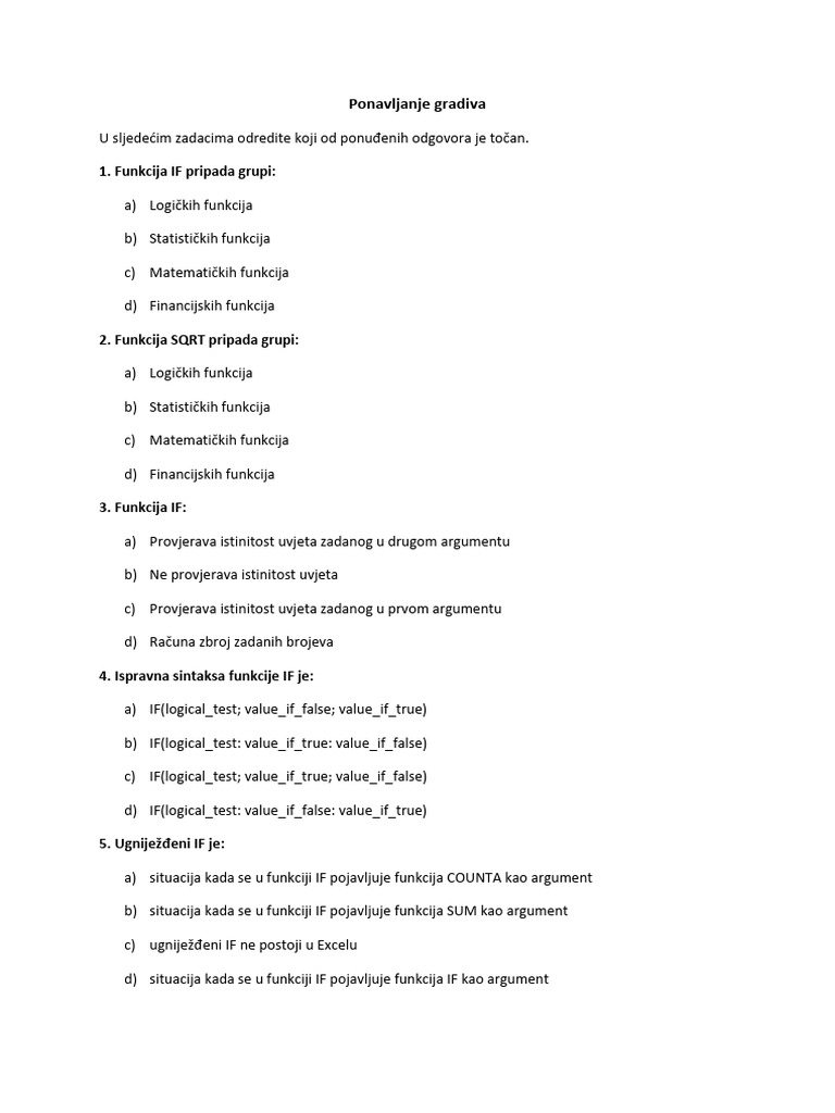 Ponavljanje Ispit | PDF