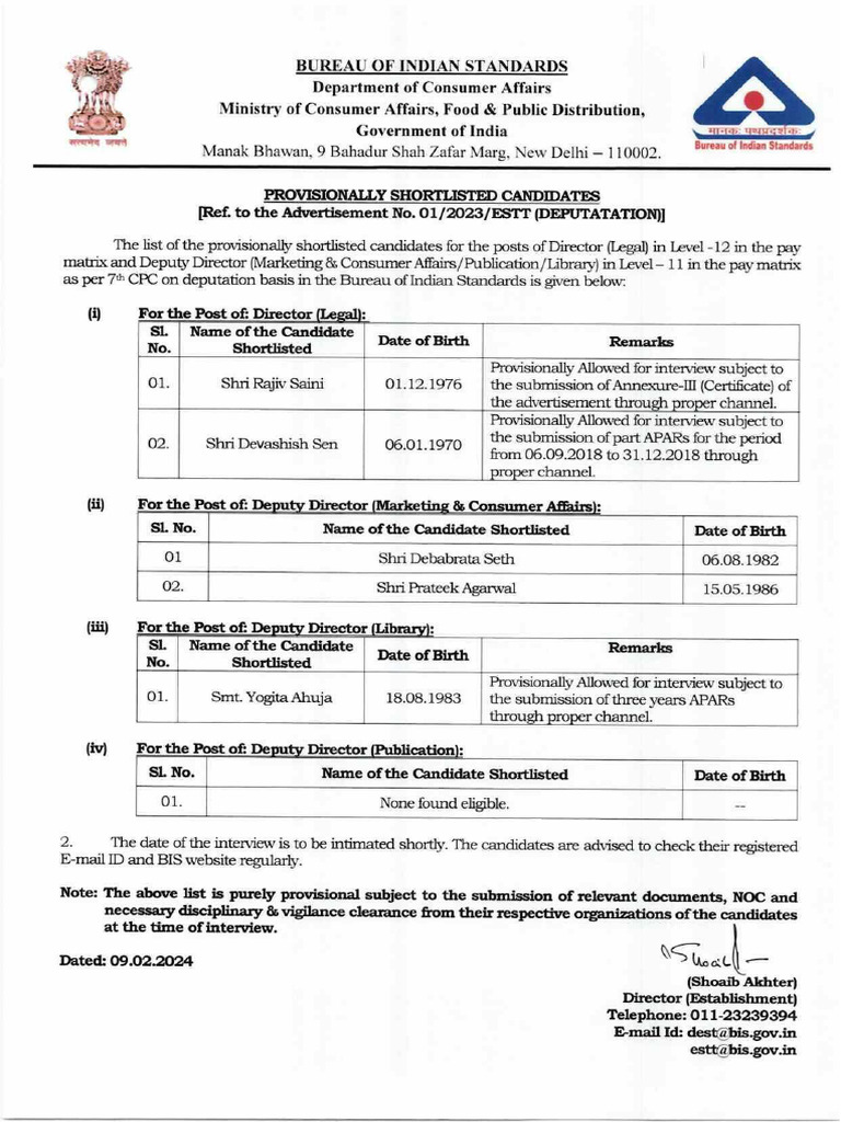 List of Shortlisted Candidate 1 | PDF